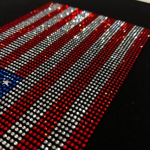 USA Flag Iron on Design , Rhinestone American Flag , Hot Fix Crystal ...