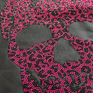 Pink Rhinestones Skull , Heat Transfer Design for Clothes , Iron on ...