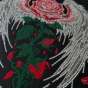 Rose Wing Iron on Transfer, Bling Clothing Motif ,red Rose With Wings ...