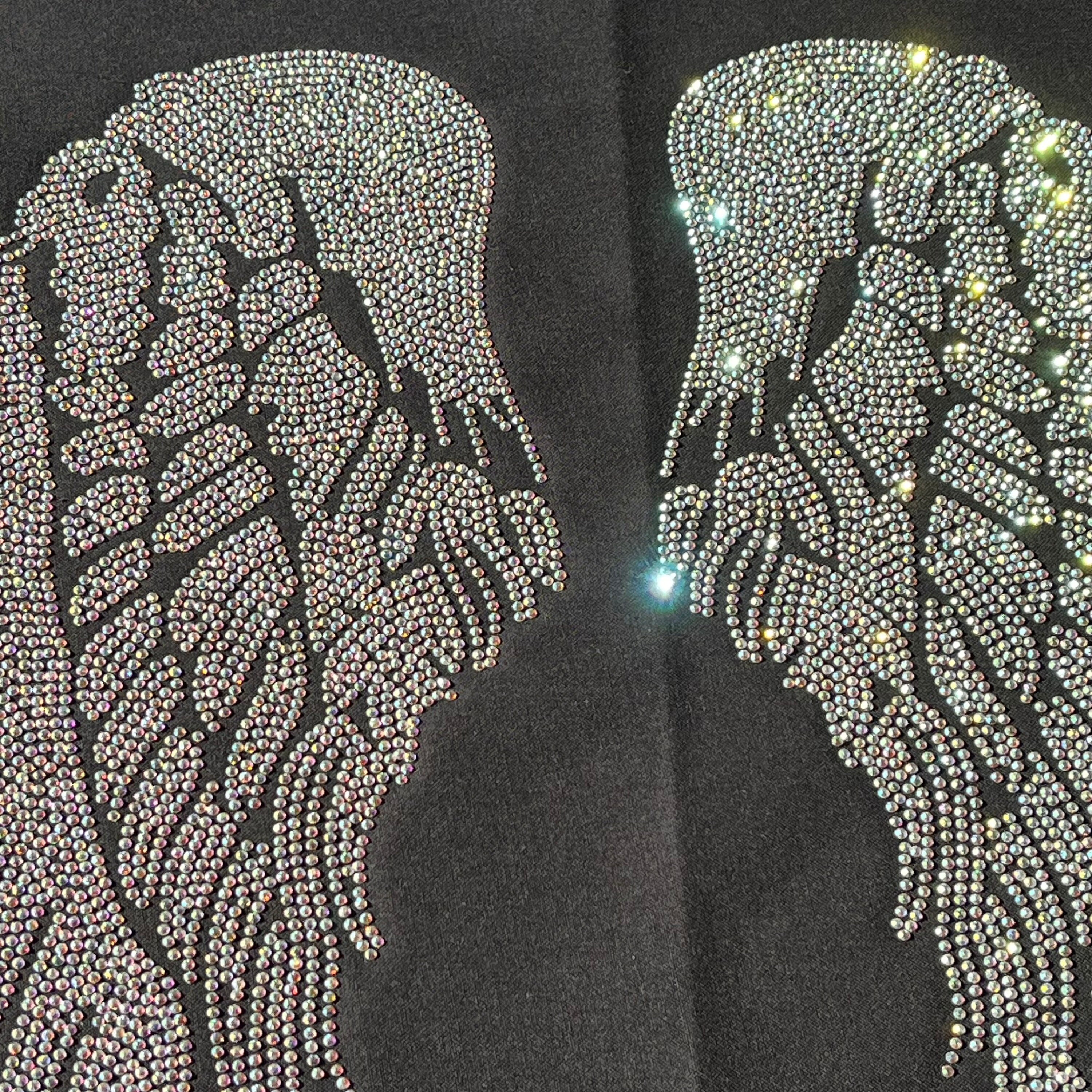 Rhinestone Angel Wing Patch, Iron on Applique (12x10 Inches) Hot Fix ...