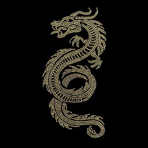 Gold Dragon on Iron on Heat Transfer Rhinestone Patch , Bling Dragon ...
