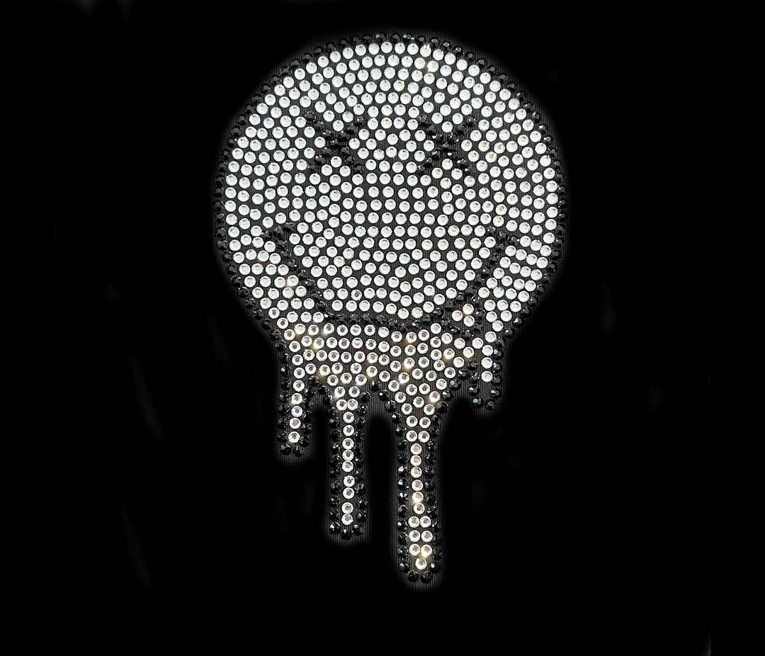 Black Smiley Face Iron on Heat Transfer Design Applique Patch , Bling ...
