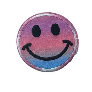 Smiley Face Colorful Embroidery Iron on Patch , Heat Transfer Design - Etsy