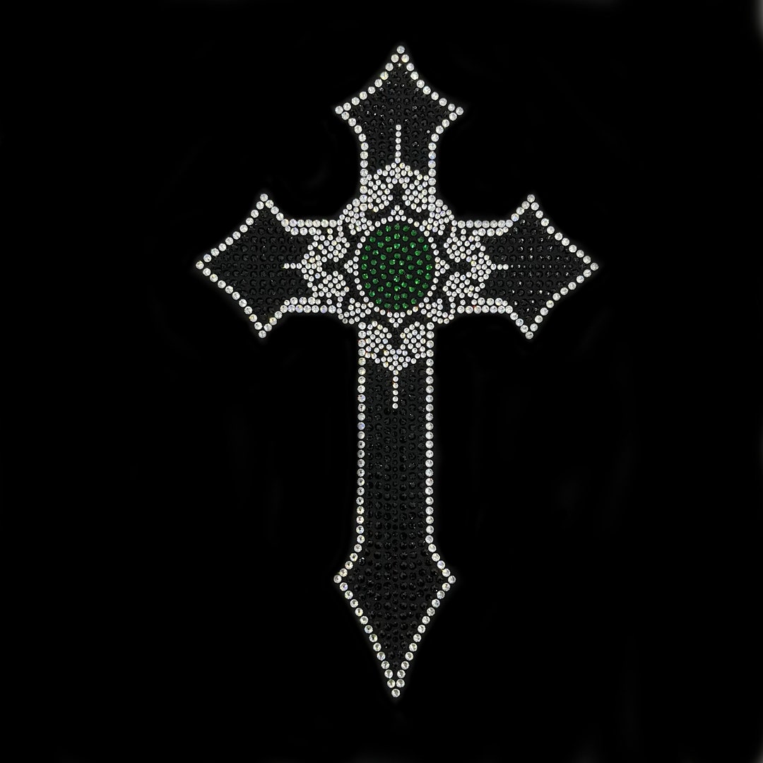 Crystal Cross Iron on Design Transfer , Hot Fix Rhinestone Cross Patch ...