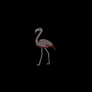 Pink Flamingo 4”x2” Rhinestones Design , Heat Transfer Flamingo Patch ...