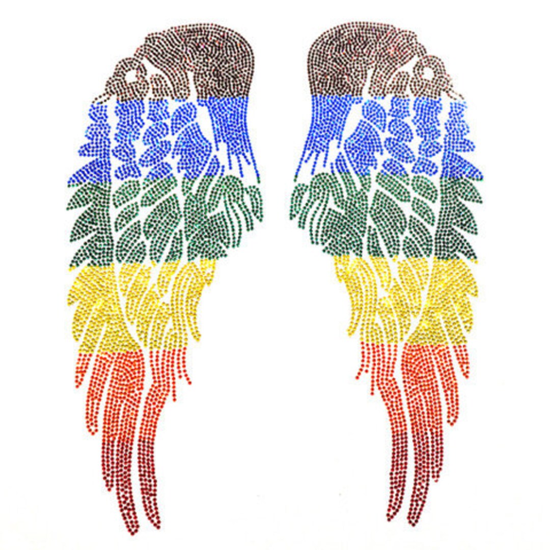 Bling Angel Wings Rhinestone Iron on Patch Crystal Heat Transfer ...