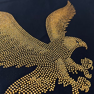 Gold Eagle Rhinestone Iron on Transfers , Sparkling Shirt Crystal ...