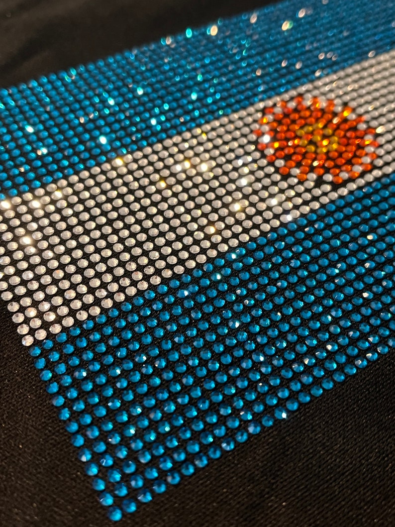Argentina Flag Rhinestone Iron on Patches Bling Heat Transfer Design ...