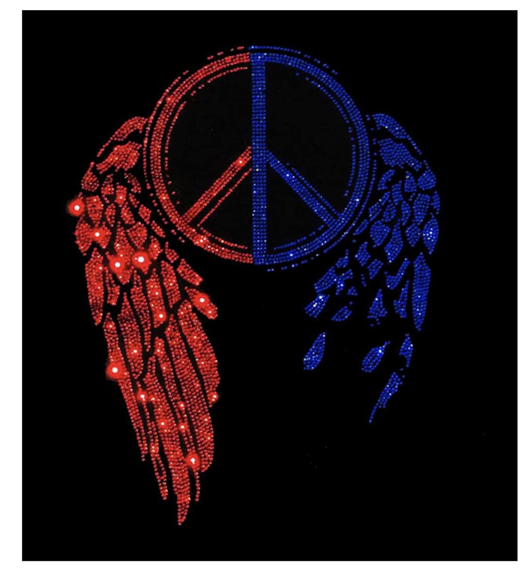 Peace Sign Iron on Design , Hot Fix Rhinestone Design , Bling Peace ...