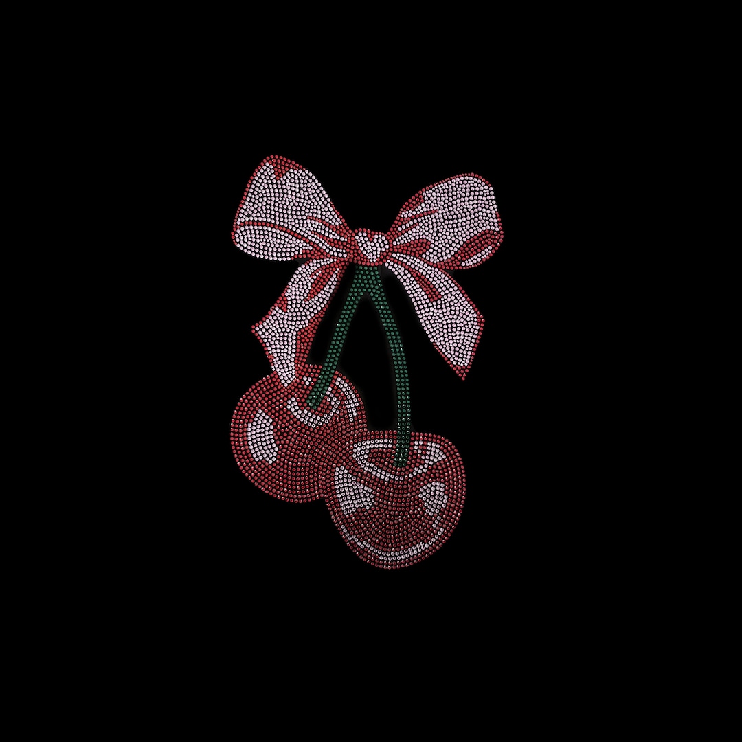 Cherry Patch Iron on Design , Hot Fix Crystal Cherry Applique , Heat ...