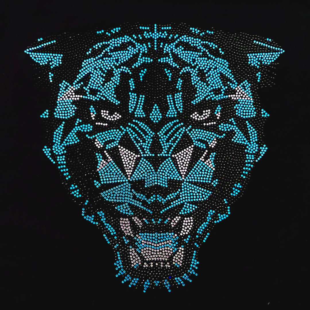 Blue Rhinestone Tiger Iron on Patch - Animal Applique - Hot Fix Designs ...