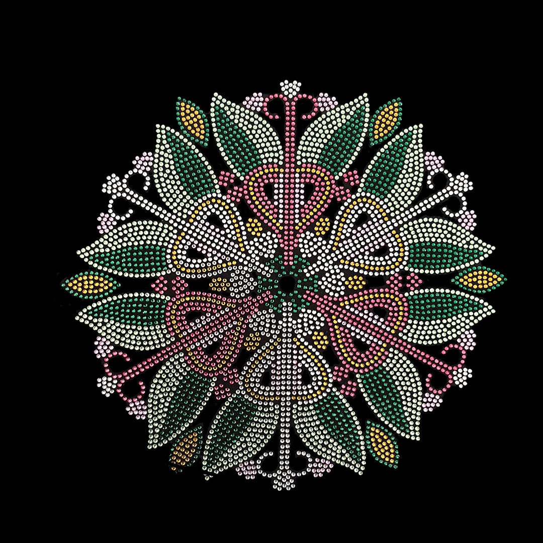 Mandala Flower Design Iron on , Hot Fix Flower Patch , Heat Transfer ...