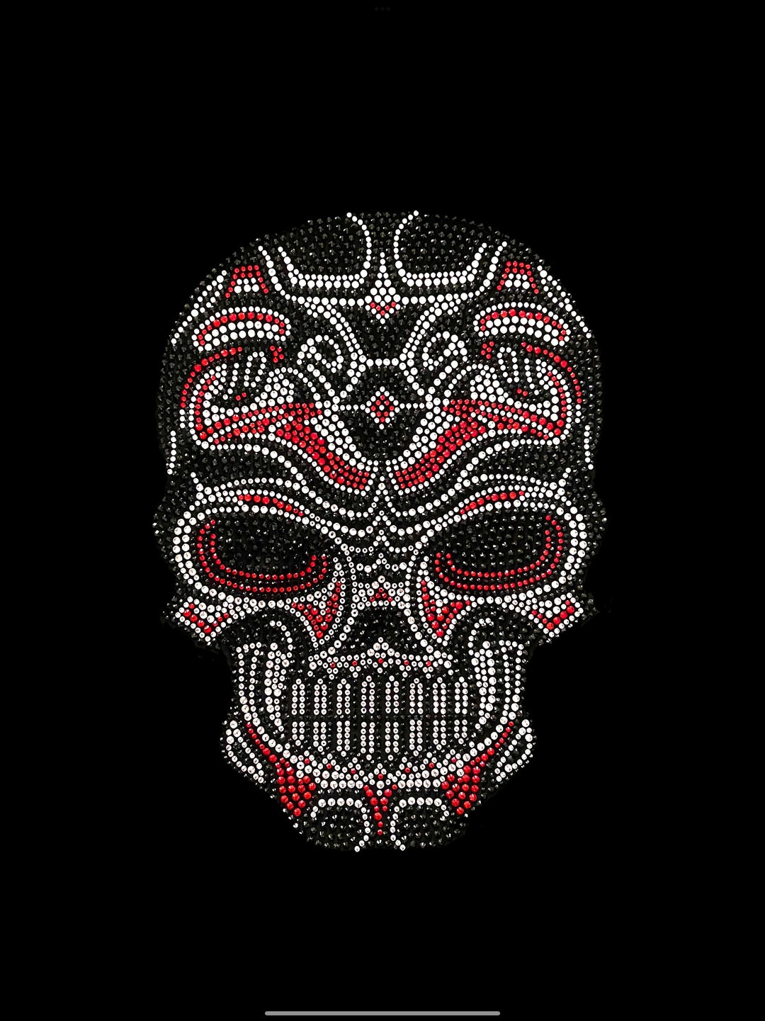 Skull Heat Transfer Iron on Rhinestones Design for Clothes , Hot Fix Crystal Rhinestone Patches ...