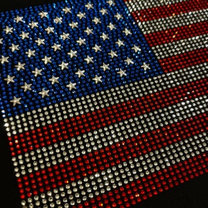 USA Flag Iron on Design , Rhinestone American Flag , Hot Fix Crystal ...