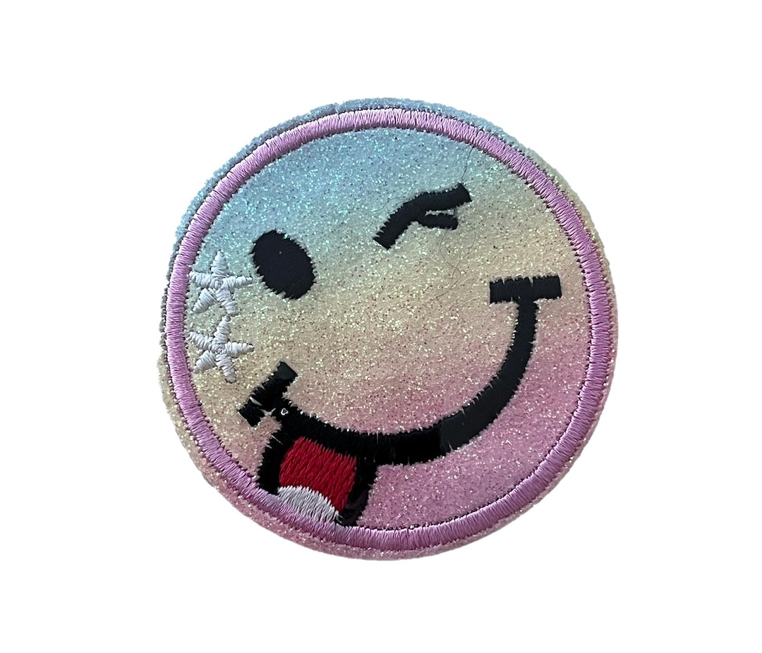 Smiley Face Tongue Out Sew-on Patch: Embroidered Applique - Etsy