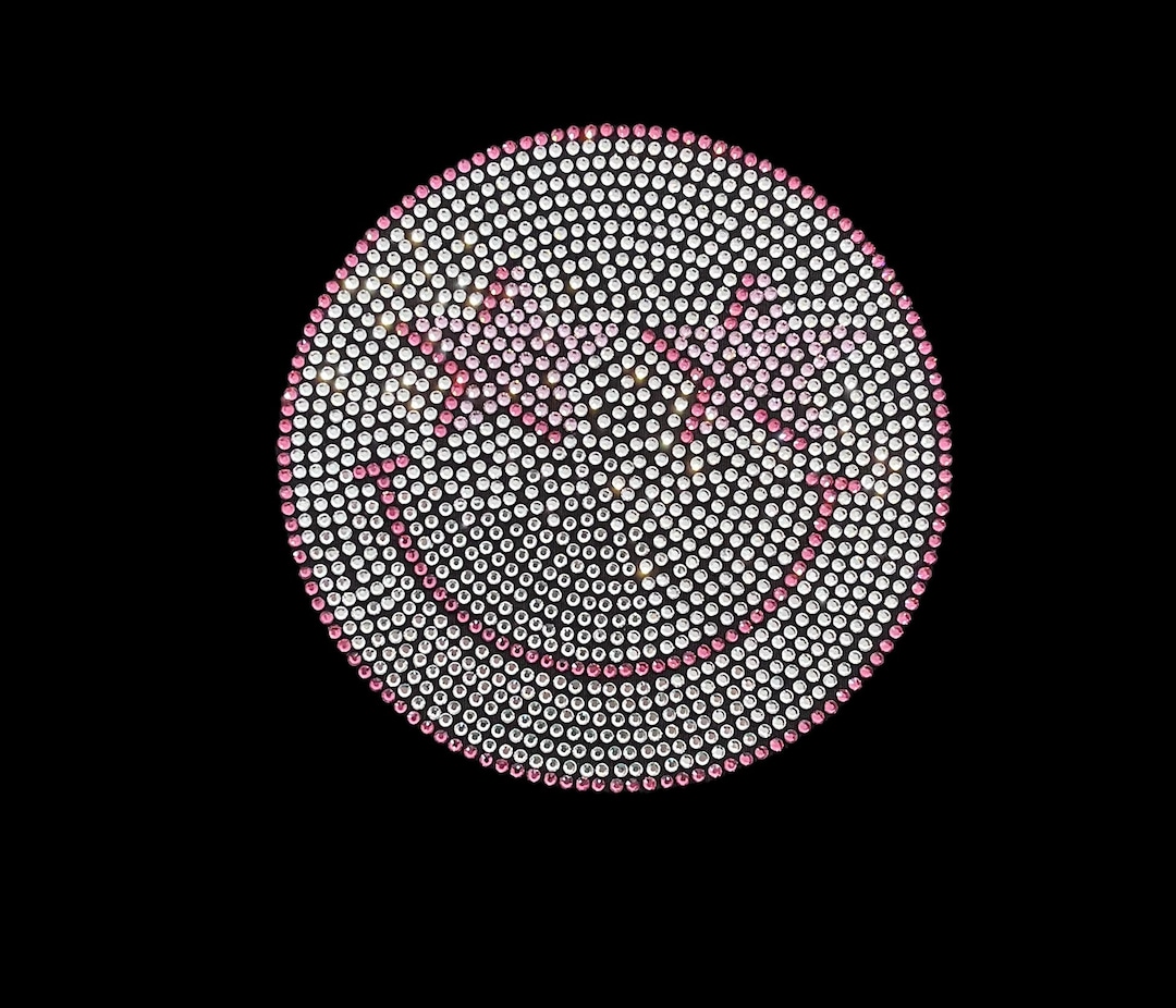 Pink Smiley Face Iron on Heat Transfer Design Applique Patch , Bling ...