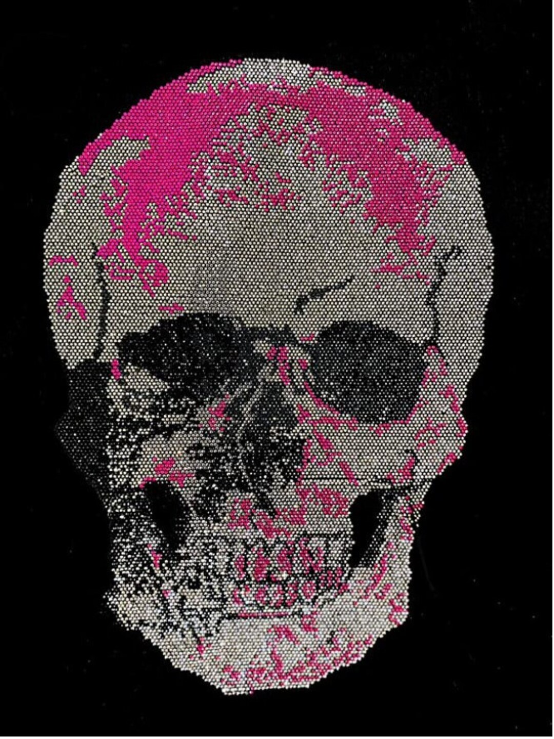 Pink Rhinestone Skull , Iron on Pink Skull Decal , Hot Fix Pink ...