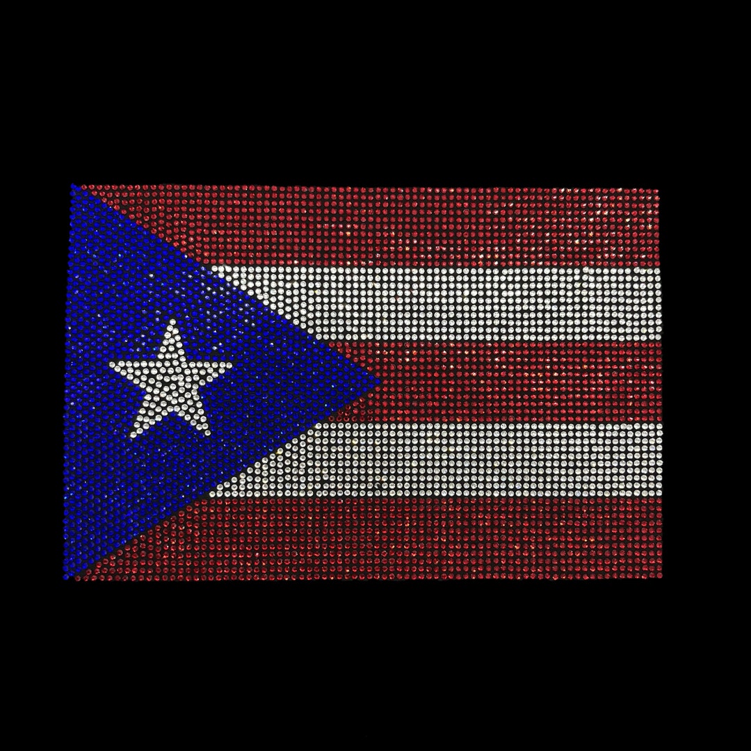 Puerto Rico Rhinestones Flag, Iron on Crystal Puerto Rico Flag Decal ...