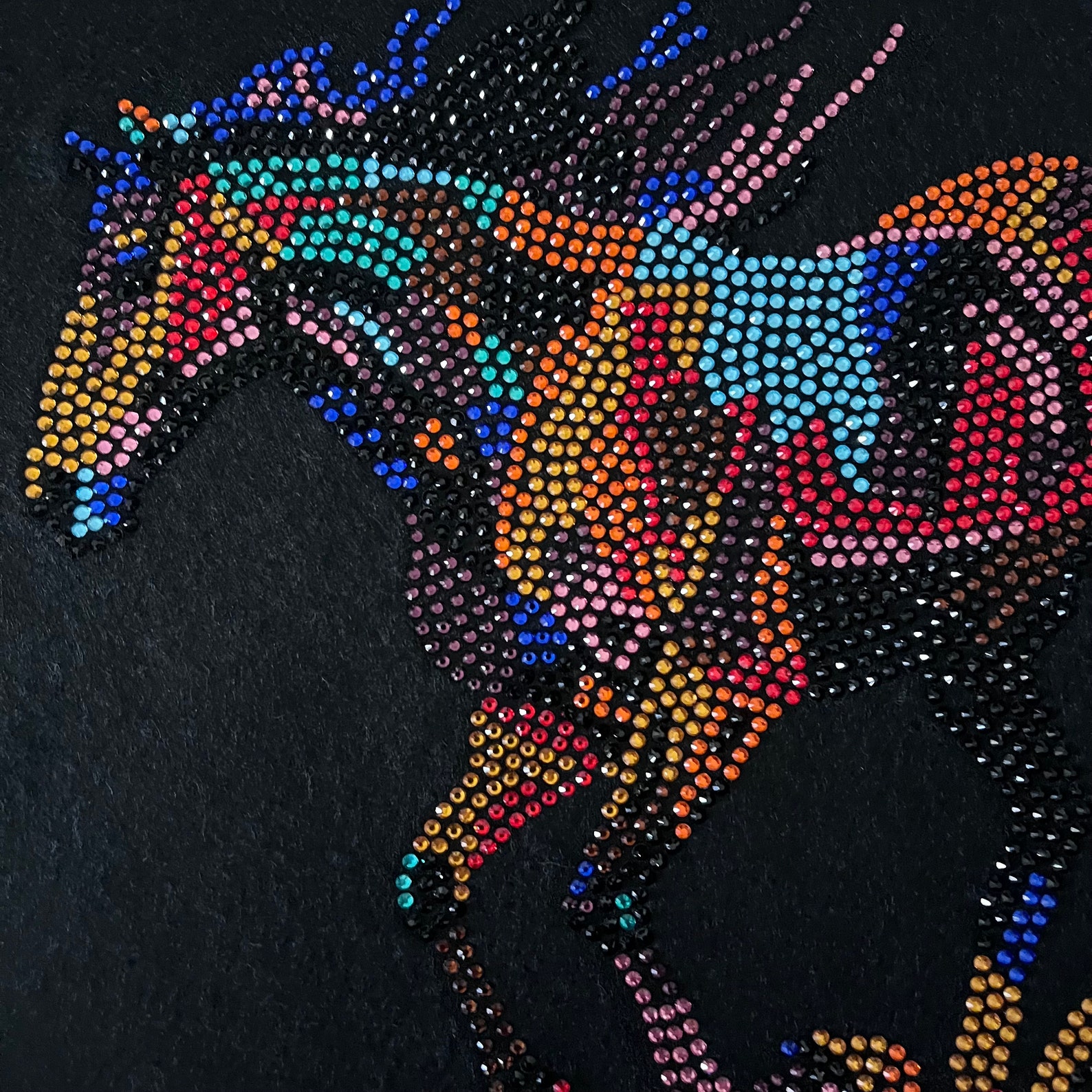 Rhinestone Horse Iron-on Patch: Equestrian Bling Applique (10x10 Inches ...