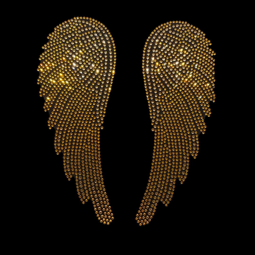 Gold Angel Wing Design , Rhinestone Gold Angel Wings ,heat Transfer ...