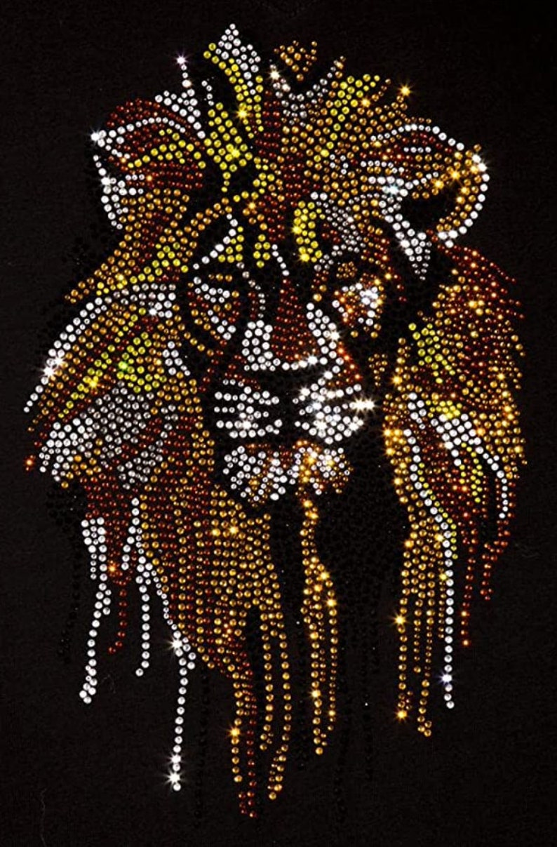 Crystal Lion Heat Transfer, Iron on Animal Patch (11.5 X 9) Wild Animal ...