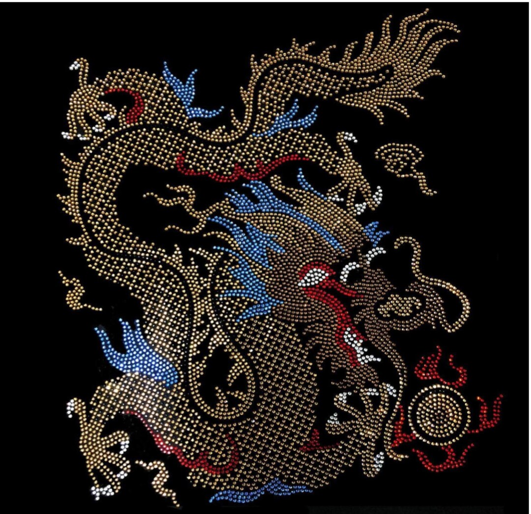 Dragon Iron on Design, Heat Transfer Dragon Patch, Hot Fix Rhinestone ...