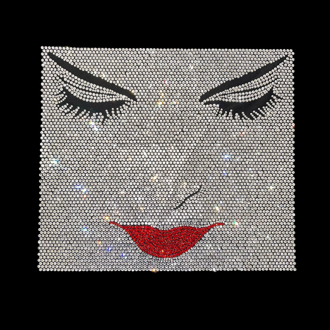 Girl Face Rhinestone Design , Iron on Girl Patch , Hot Fix Girl ...