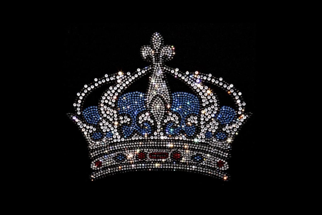 Blue Rhinestone Crown Iron on Transfer, Royal Decal (11x9") , Heat ...