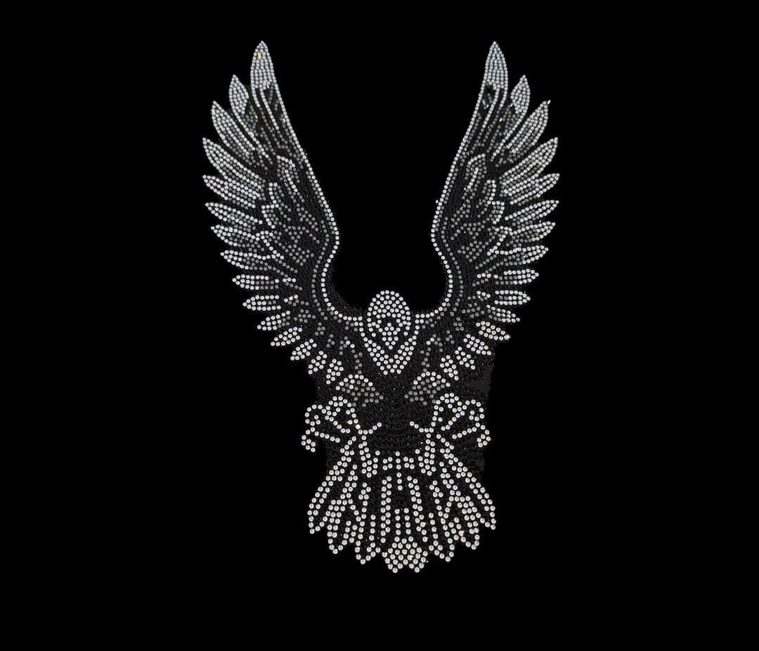 Silver Eagle Rhinestone Heat Transfer Design Patch , Bling Eagle Crystal Motif for Clothing ...
