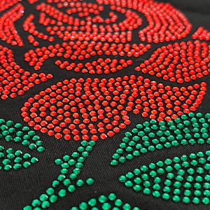 Rhinestone English Rose Iron on Transfer, Clothing Decal (6’H X 4.5W ...