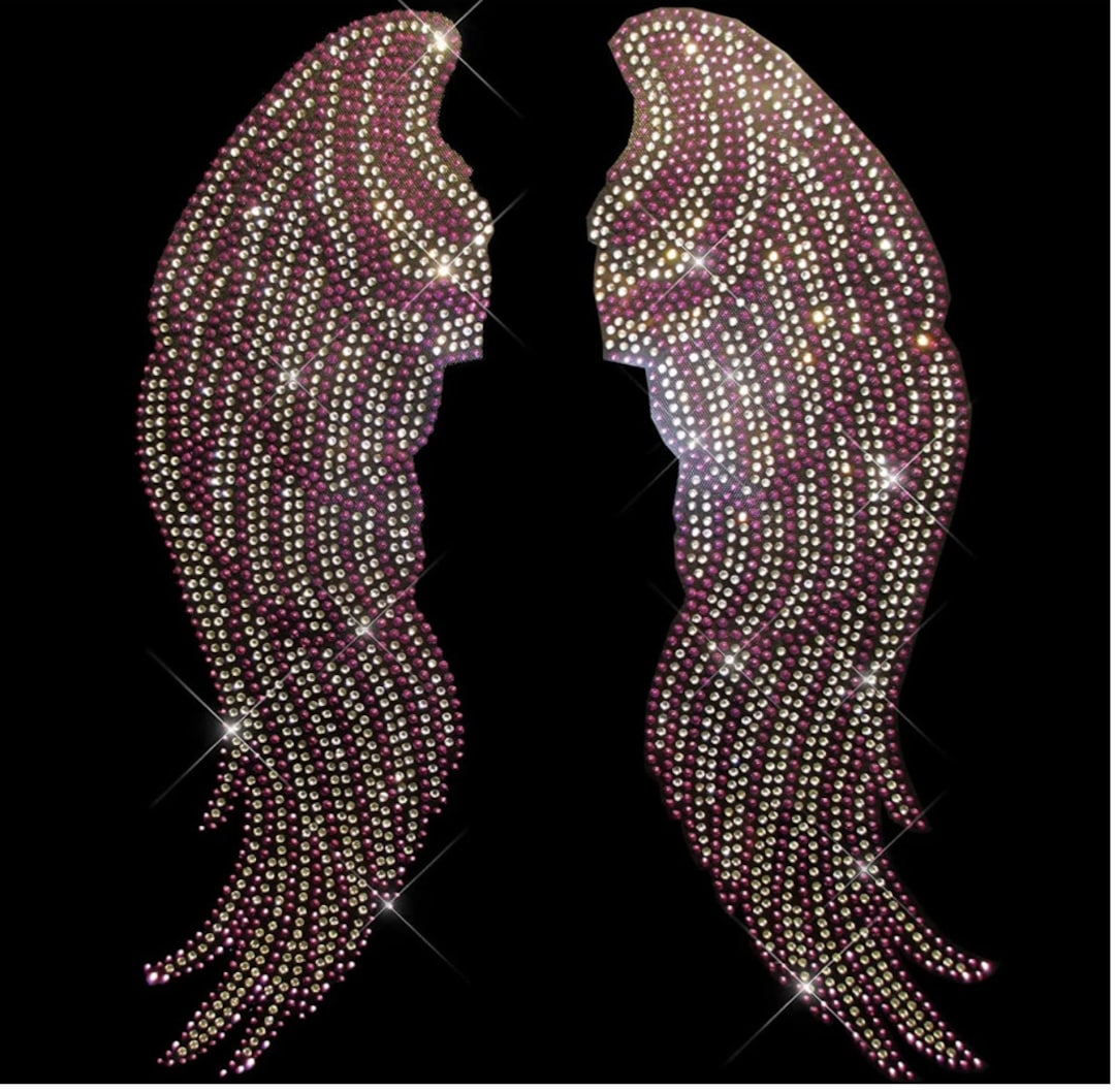 Purple Rhinestone Angel Wings, Iron on Angel Wings for Tshirts ...
