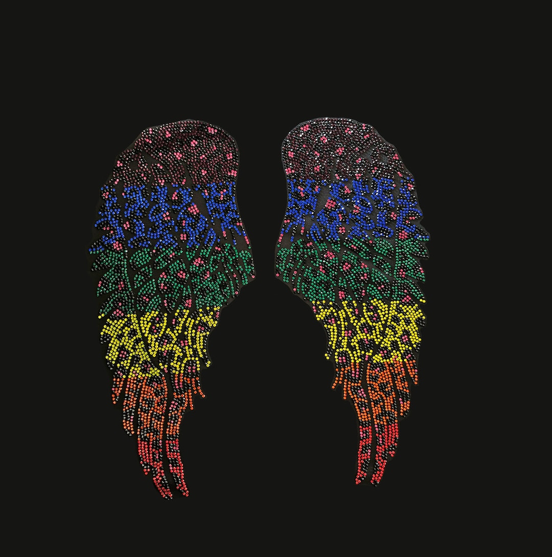 Colorful Rhinestone Angel Wings , Heat Transfer Colorful Angel Wings ...