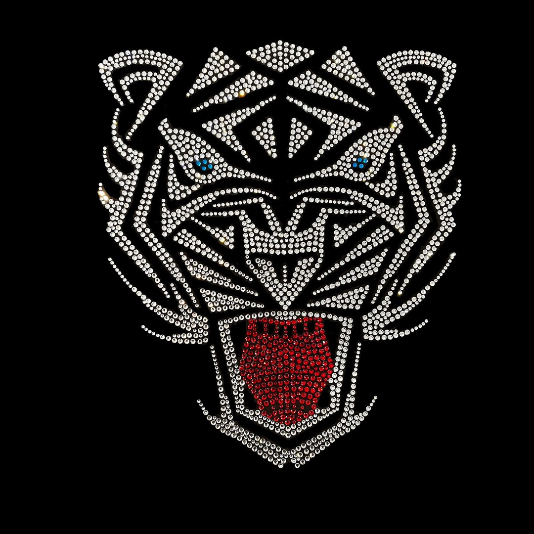 Tiger Head Rhinestone Design Iron on Tiger Head Patch heat - Etsy