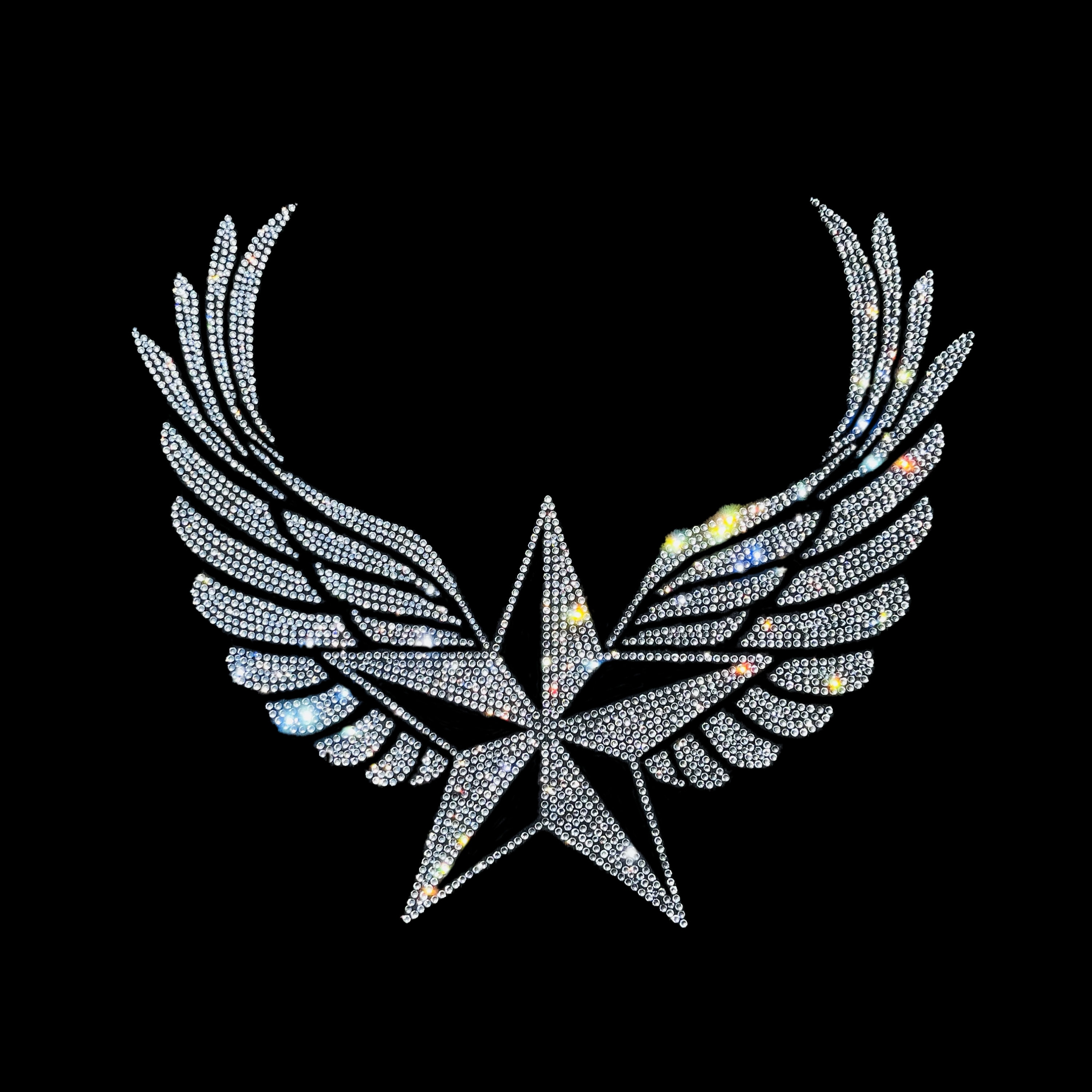 Star With Wings Rhinestone Design for Custom Clothing ,hot Fix Crystals ...