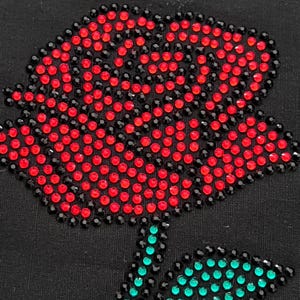 Red Rose Flower Iron on Rhinestone Crystal Design 4H X 3W Bling Rose ...