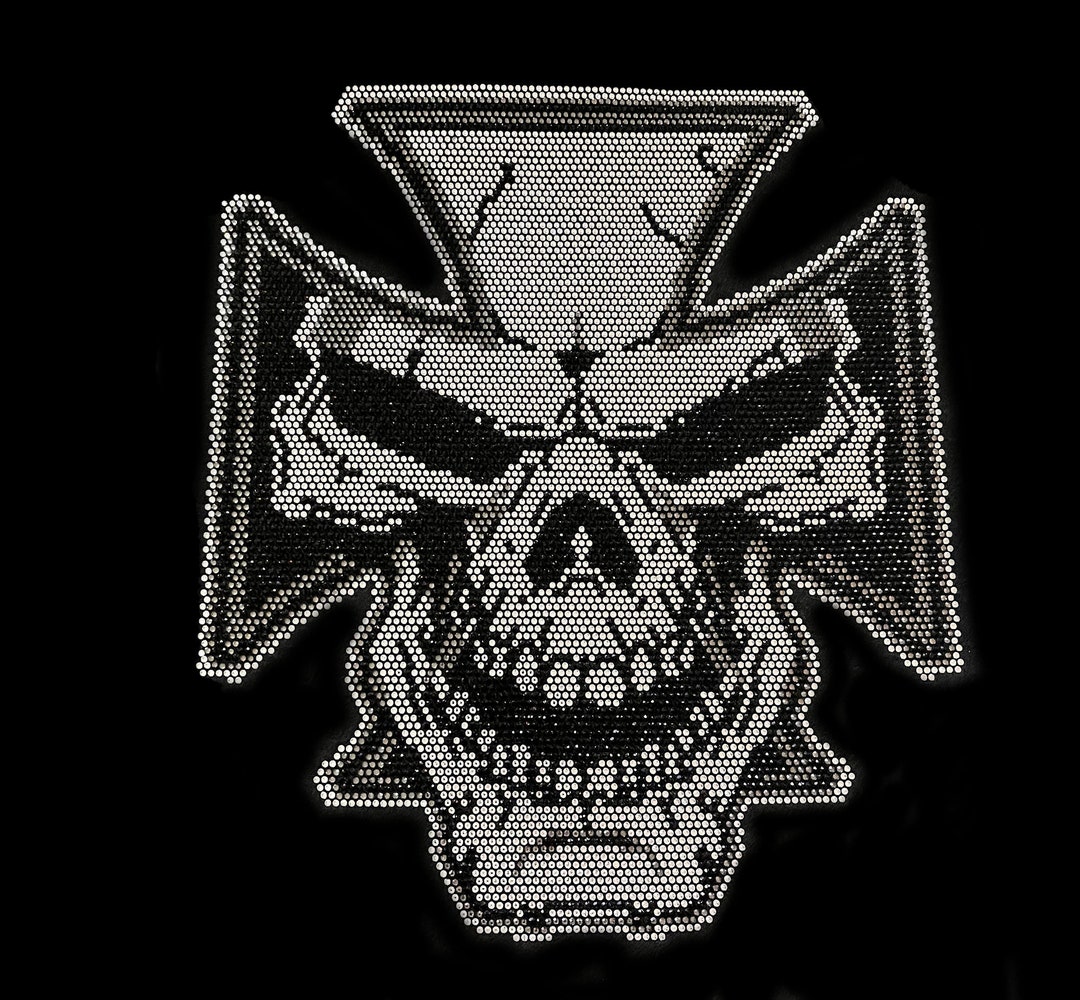Chopper Skull Decal Iron on Patch Rhinestone Heat Press Transfer for ...