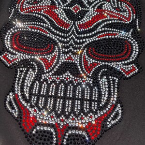 Skull Rhinestones Transfer , Iron on Skull Patches , Skeleton Head Design , Hot Fix Rhinestone ...