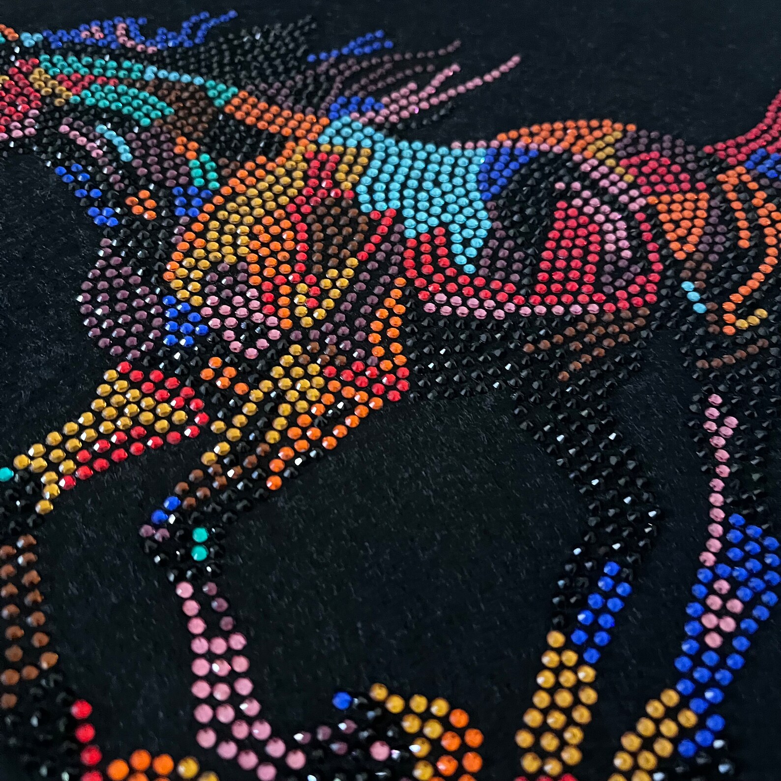 Rhinestone Horse Iron-on Patch: Equestrian Bling Applique (10x10 Inches ...