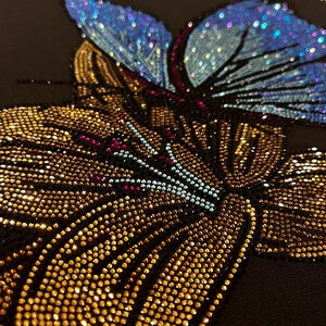 Flower With Butterfly Rhinestones Design , Iron on Rhinestone Transfer ...