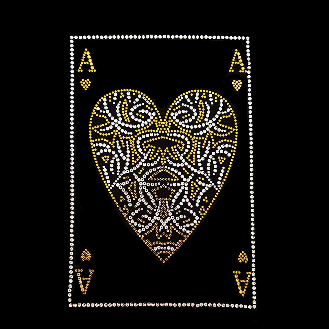 Bedazzled Ace Playing Card Heat Transfer Iron on Patches Hot Fix Ace ...