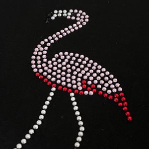 Pink Flamingo 4”x2” Rhinestones Design , Heat Transfer Flamingo Patch ...