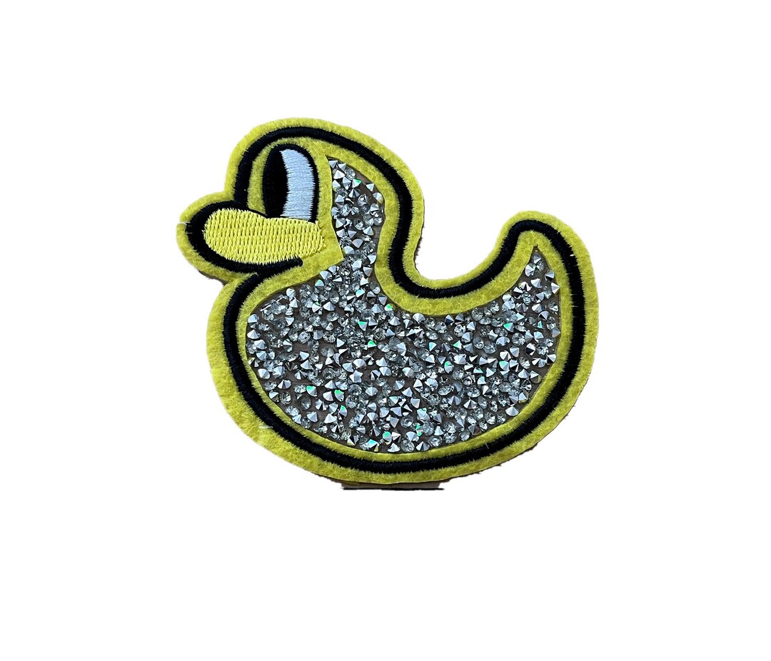 Yellow Duck Iron on Rhinestone Patch , Heat Transfer Embroidery ...
