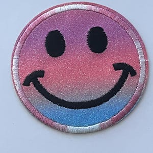 Smiley Face Colorful Embroidery Iron on Patch , Heat Transfer Design - Etsy