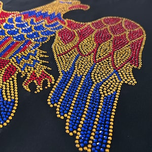 Elvis Eagle Rhinestone Iron on Transfer Design, Bling Eagles Hot Fix Patch Heat Transfer 11.5 X ...