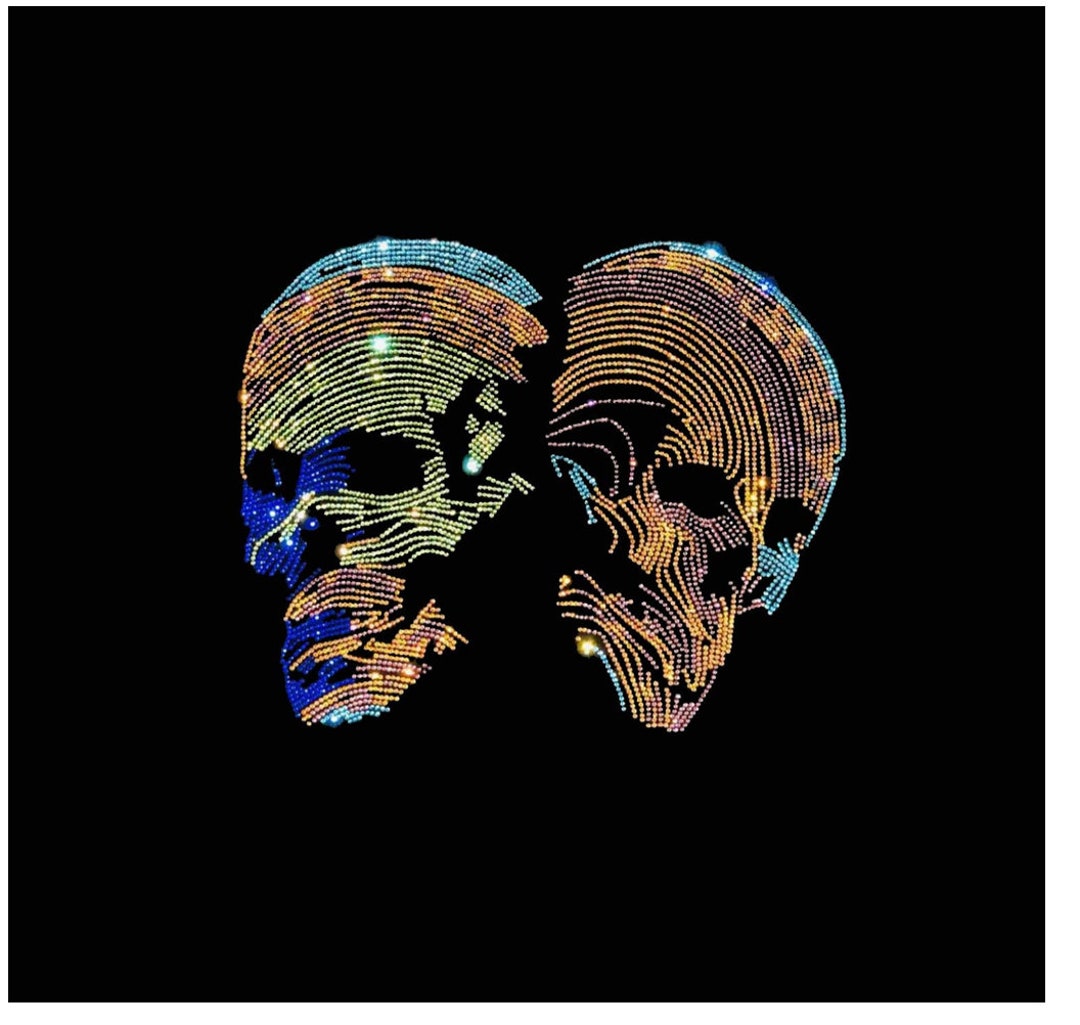 Skull Head Iron on Transfer , Iron on Skull Transfer Decal , Rhinestone ...