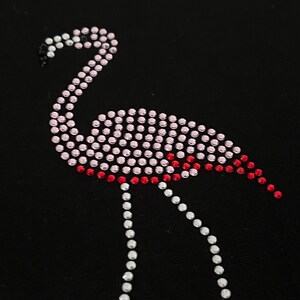 Pink Flamingo 4”x2” Rhinestones Design , Heat Transfer Flamingo Patch ...