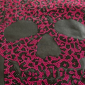 Pink Rhinestones Skull , Heat Transfer Design for Clothes , Iron on ...
