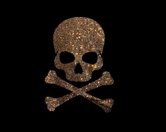 Crystal Rhinestone Iron on Hot Fix Skull Heat Transfer Design - Etsy