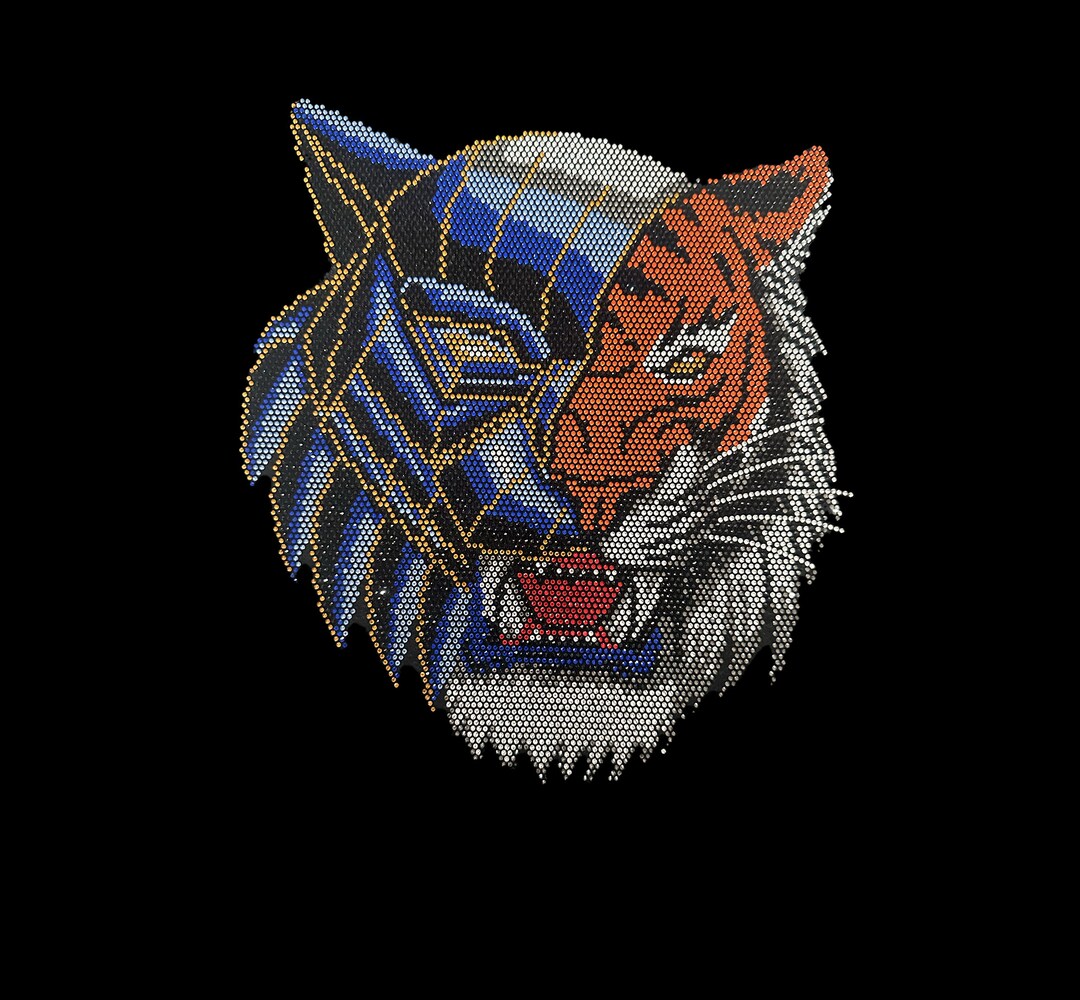Tiger Iron on Rhinestone Design, Heat Transfer Tiger Motif ,bling Tiger ...