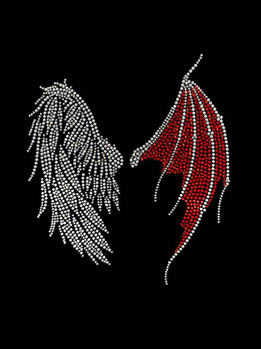 Angel and Devils Wings Iron on Transfer , Hot Fix Crystal Patches ...